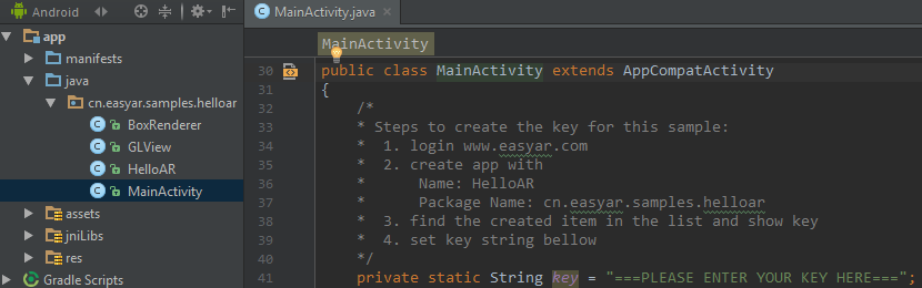Compile and Run EasyAR Android Samples — EasyAR Sense 4.6.1.10366-981ec3f3e documentation